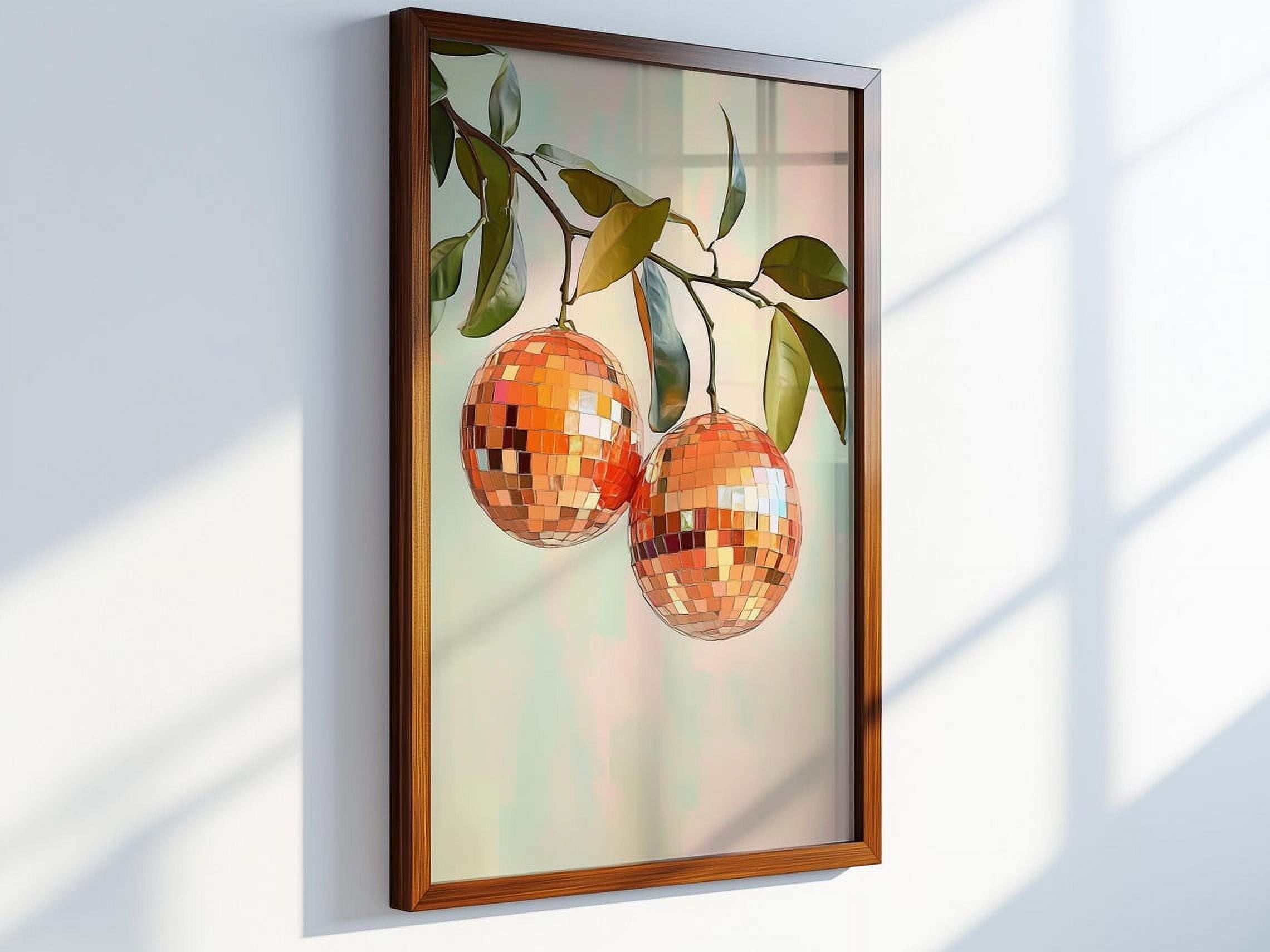 Kna Prints - 1 Pc Poster Retro Disco Orange Print, Fky Mirror Ball ...