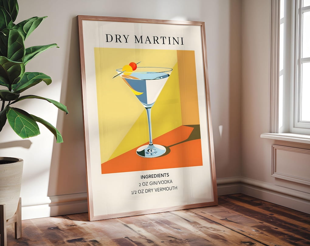 Kna Prints - 1 Pc Poster Retro Dry Martini Recipe Moted Art For Home ...