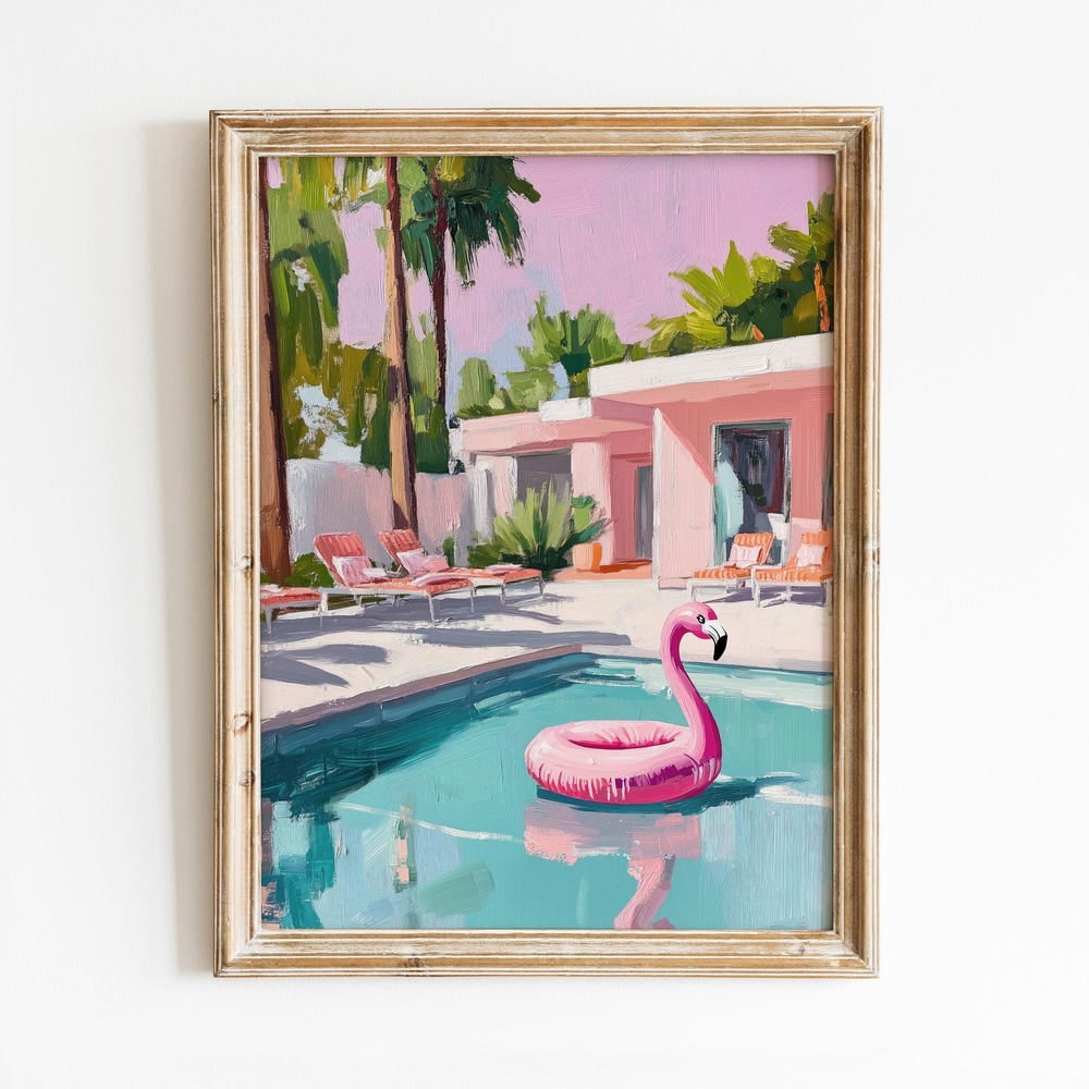 Kna Prints - 1 Pc Poster Retro Flamingo Pool Float Printable Wall Art ...