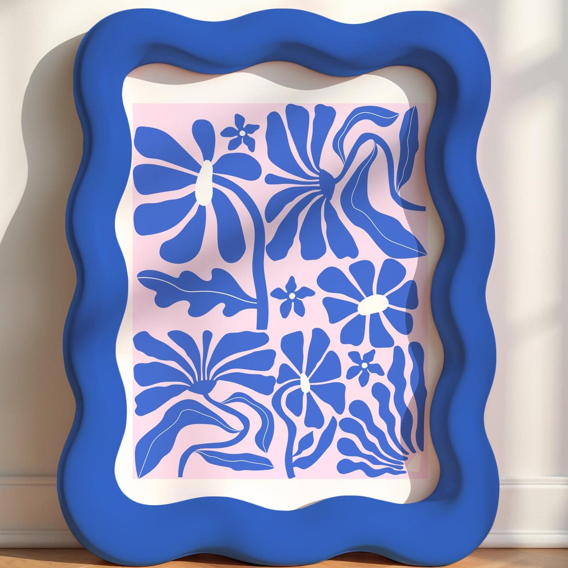 Kna Prints - 1 Pc Poster Retro Flower Print, Abstract Floral Design, Pink Blue Aesthetic, Quirky ...