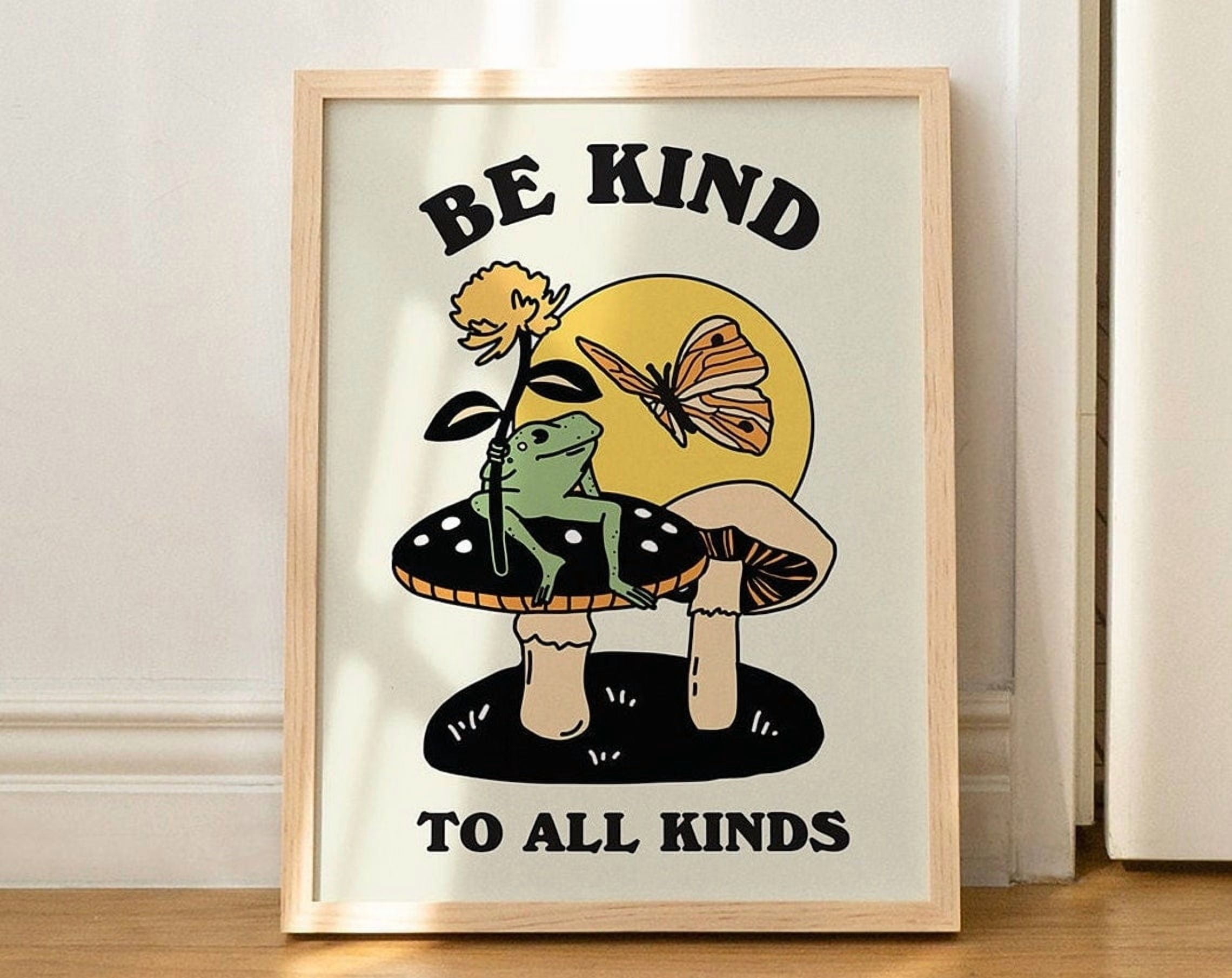 Kna Prints - 1 Pc Poster Retro Frog And Butterfly Room Decor, Flower And Mushroom Print, A3 A4 ...