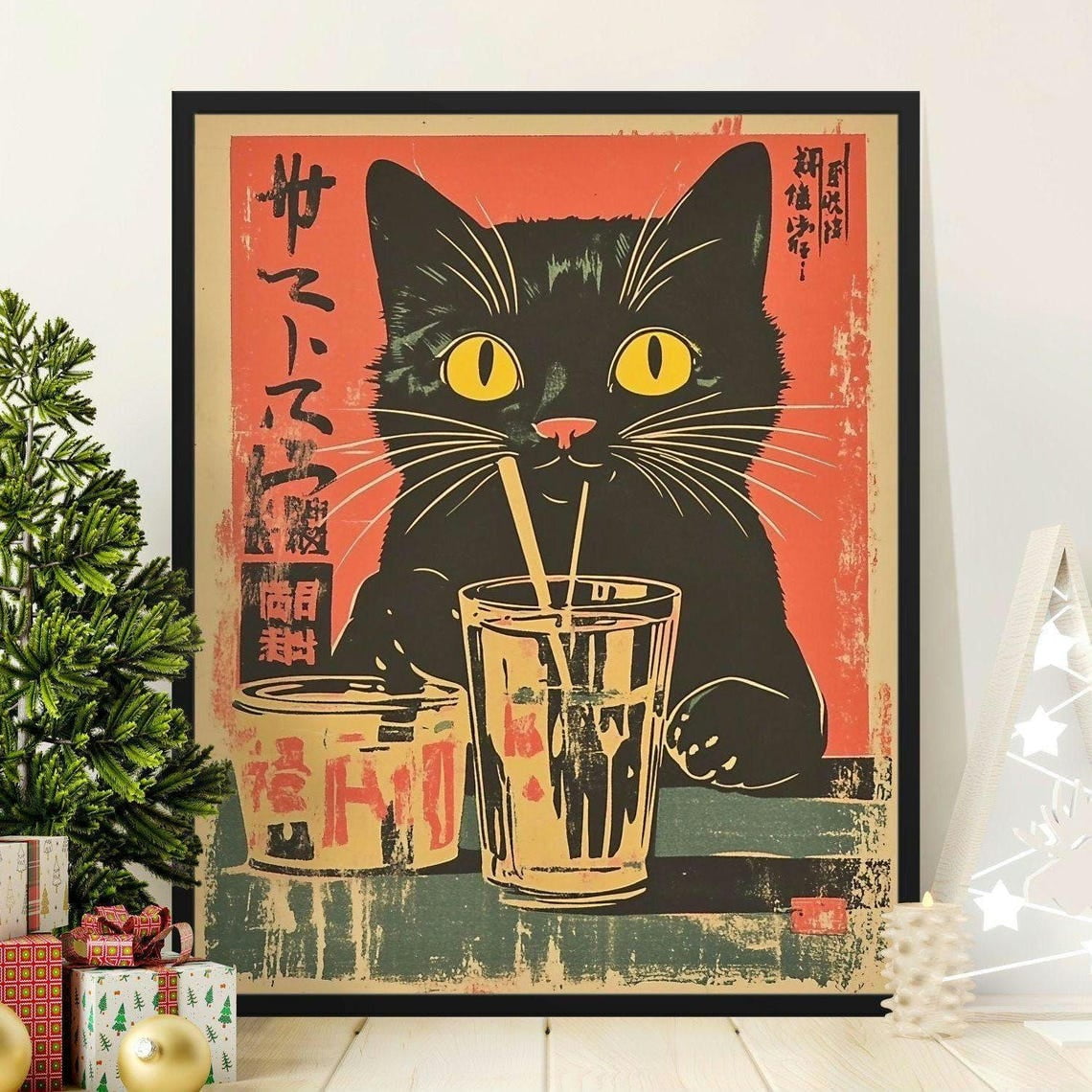 Kna Prints - 1 Pc Poster Retro Japanese Cat Wall Art Print, Vintage ...