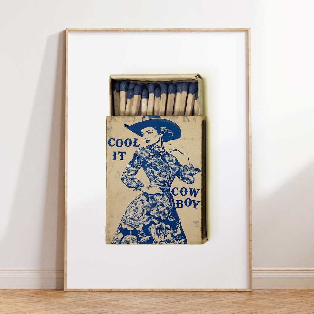 Kna Prints - 1 Pc Poster Retro Matchbox Print, Western Cowgirl ...