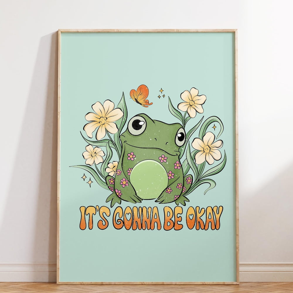 Kna Prints - 1 Pc Poster Retro Quote Wall Print Frog Groovy Print Retro ...