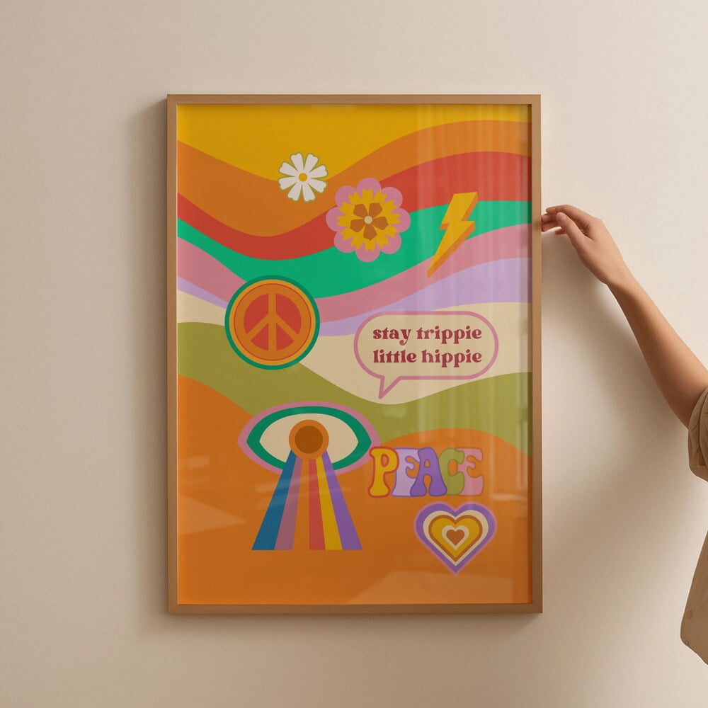 Kna Prints - 1 Pc Poster Retro Wall Print, Hippie Wall Art, Retro 70S ...