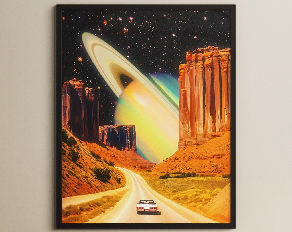 Kna Prints - 1 Pc Poster Road Trip To Saturn Retro Futurism Cosmic Sci ...