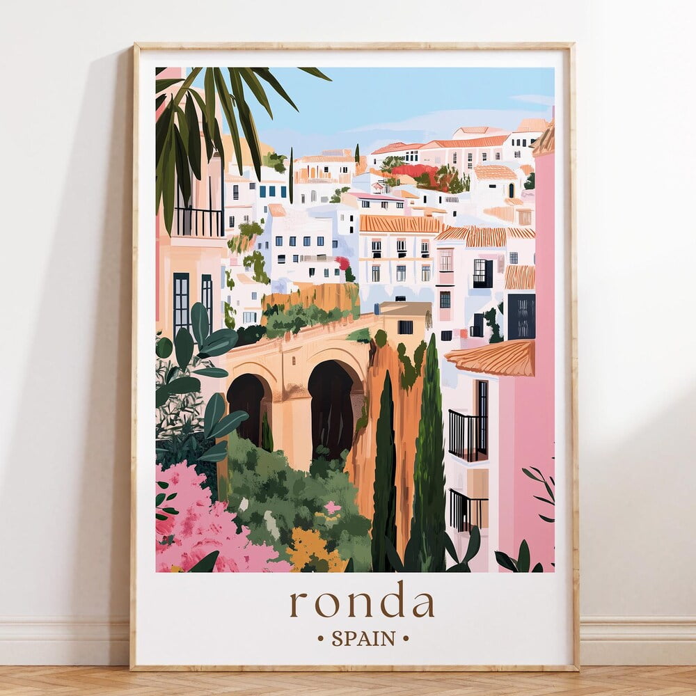 Kna Prints - 1 Pc Poster Ronda Spain Travel Poster, Scenic Cliffside ...