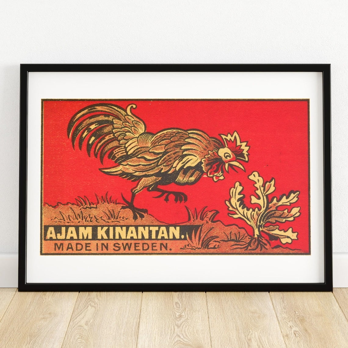 Kna Prints - 1 Pc Poster Rooster Art Print Vintage Swedish Matchbox ...
