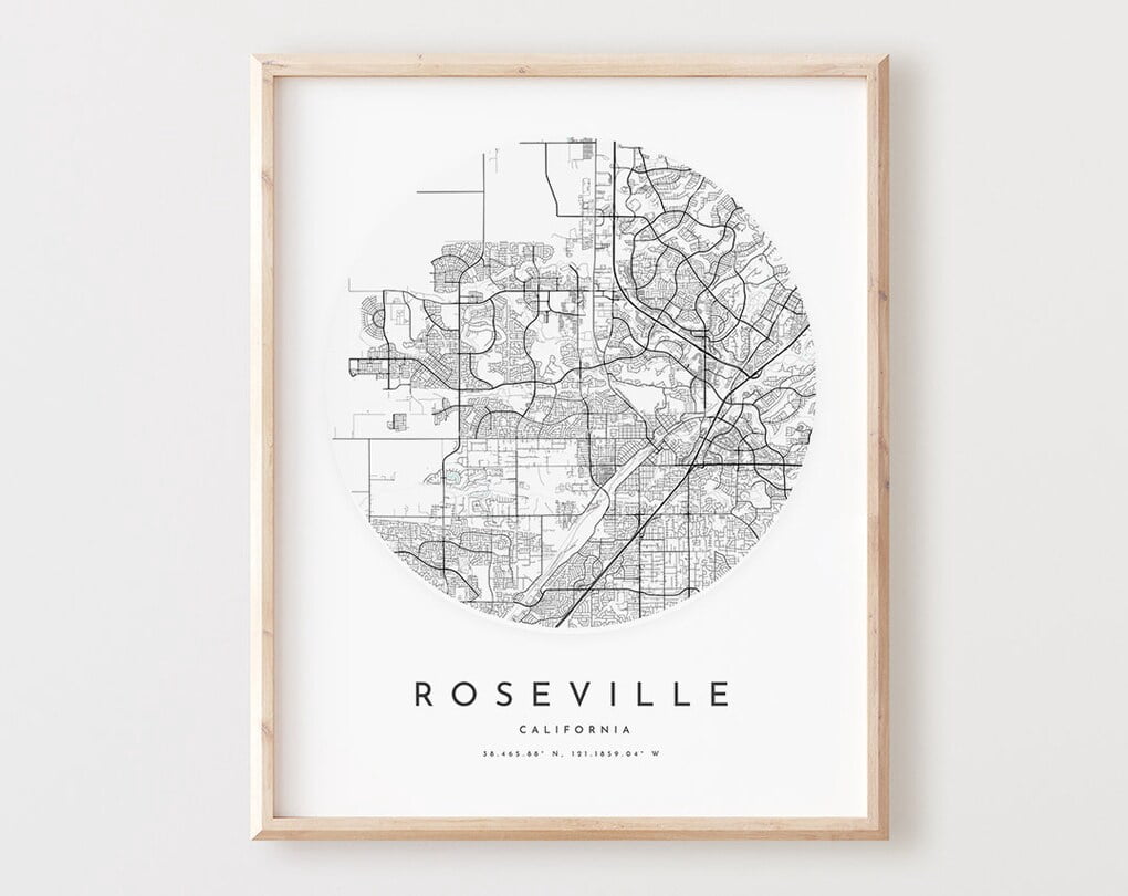Kna Prints - 1 Pc Poster Roseville Map Print, Roseville Map City Wall ...