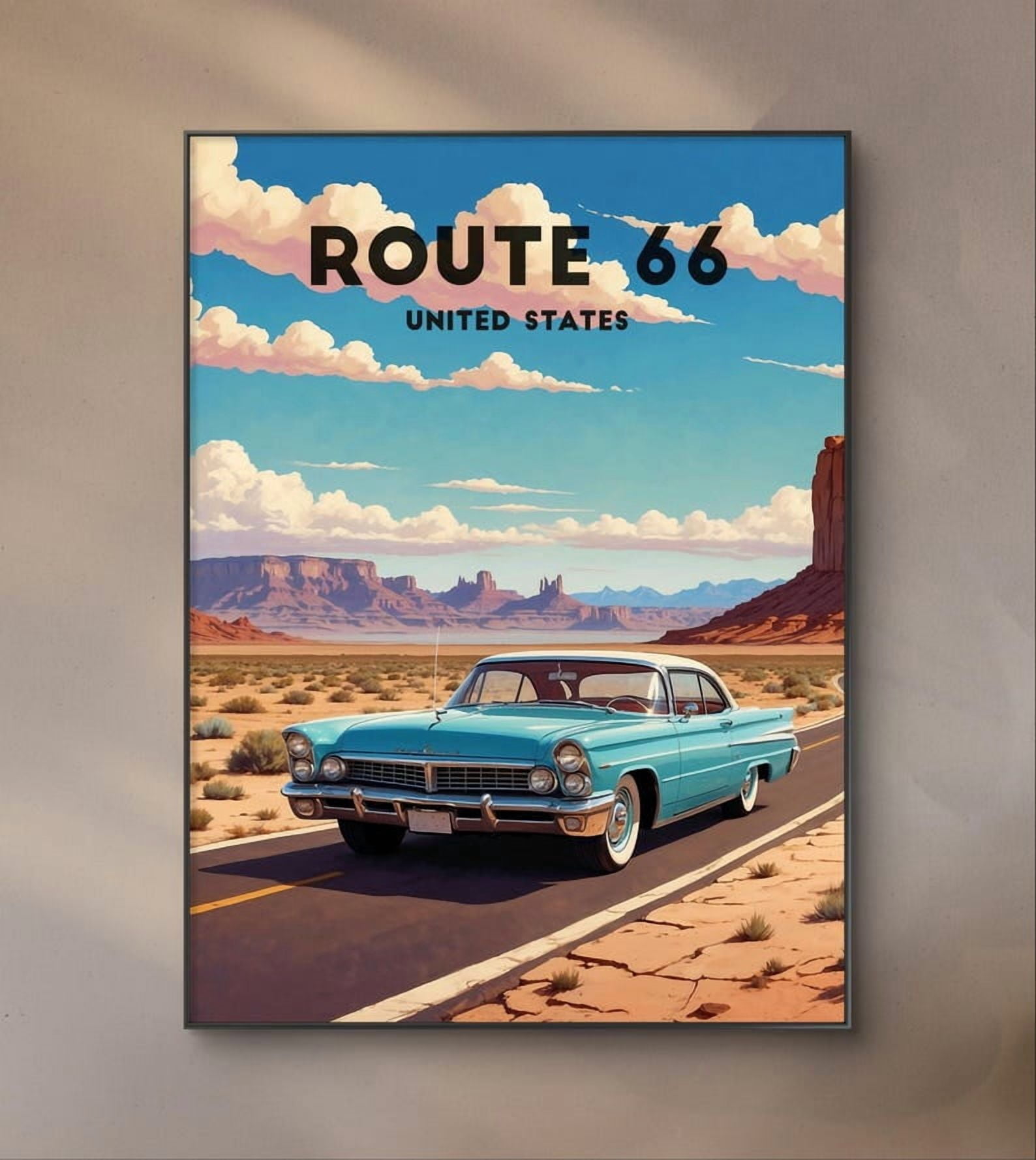 Kna Prints - 1 Pc Poster Route 66 Classic American Road Trip Us Travel ...