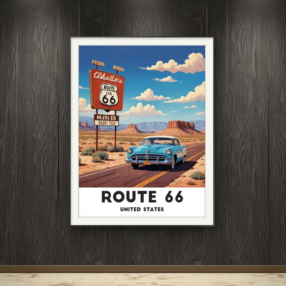 Kna Prints - 1 Pc Poster Route 66 Poster - Cruising Route 66 - The ...