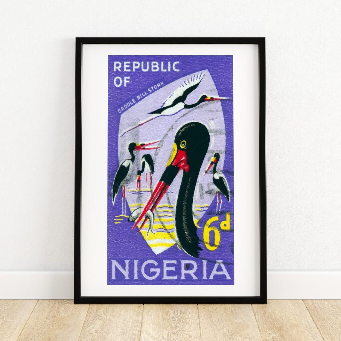 Kna Prints - 1 Pc Poster Saddle Bill Stork Vintage Nigeria Art Postage Stamp Print Aesthetic ...