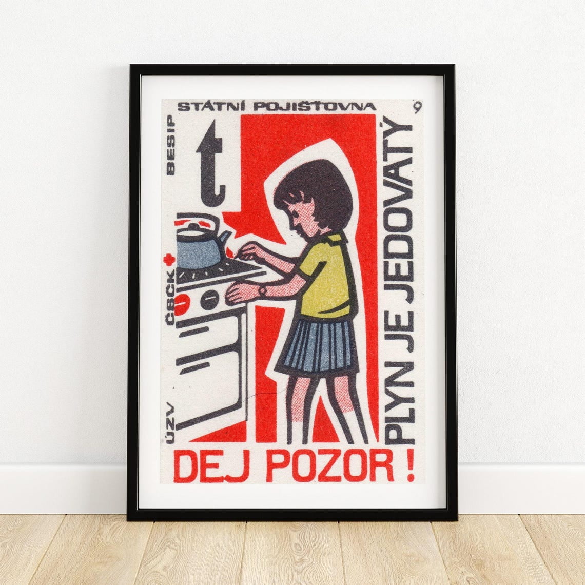 Kna Prints - 1 Pc Poster Safety Warning Art Czech Design Mid-Century ...