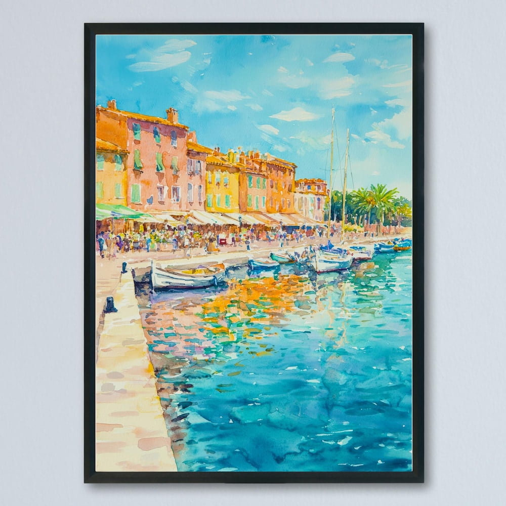 Kna Prints - 1 Pc Poster Saint Tropez Watercolor Poster Saint Tropez Travel France Wall Art ...