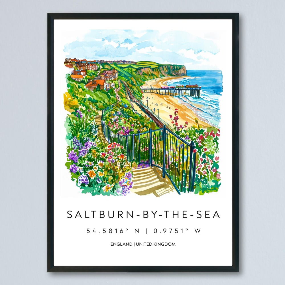Kna Prints - 1 Pc Poster Saltburn Watercolor Poster Saltburn-By-The-Sea ...