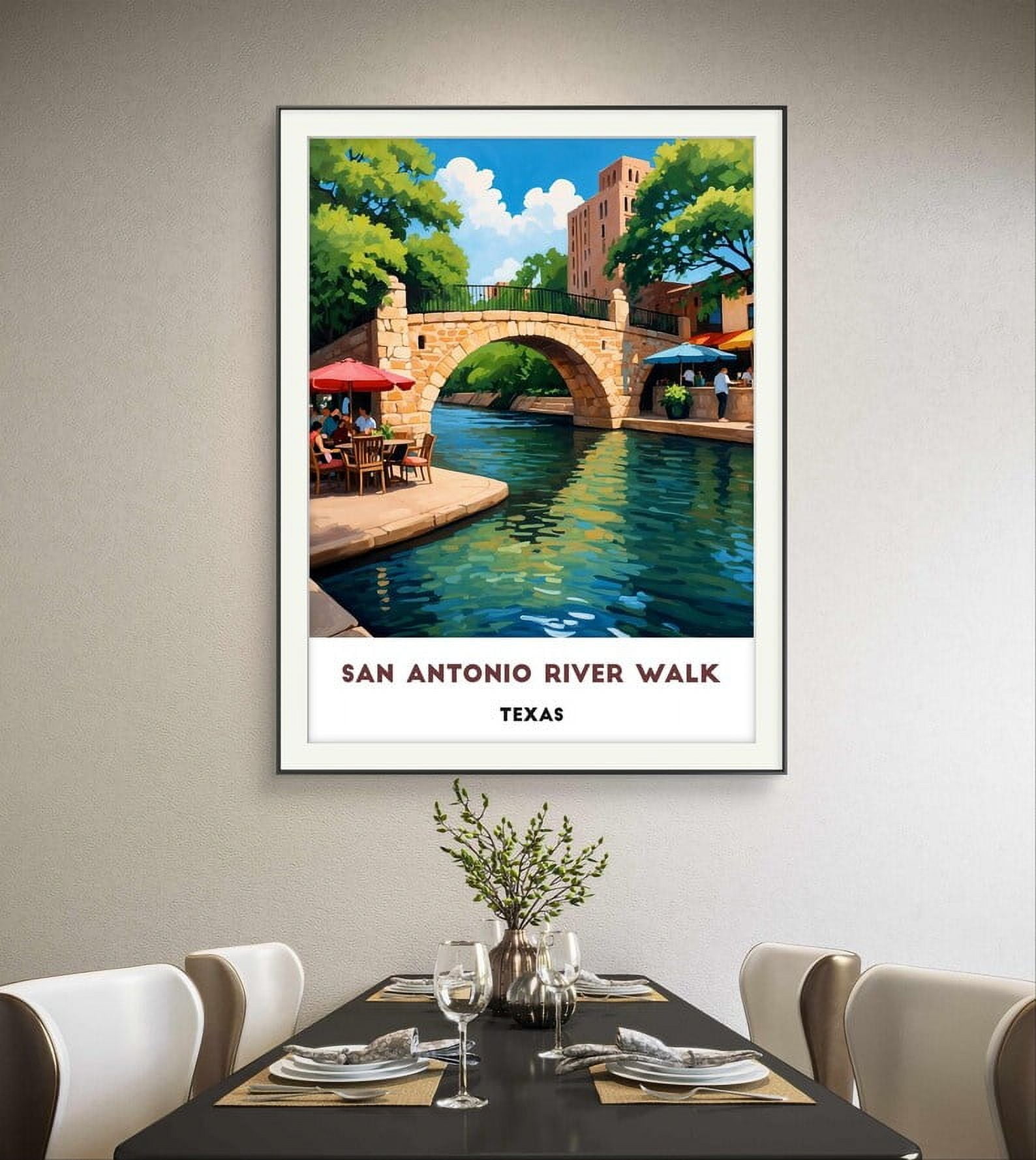 Kna Prints - 1 Pc Poster San Antonio River Walkscenic Texas Bridge, Riverside Cafe Art, Urban ...