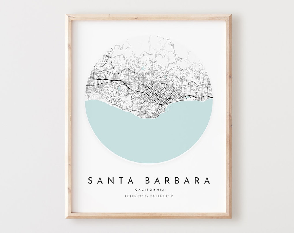 Kna Prints - 1 Pc Poster Santa Barbara Map Print, Santa Barbara Map ...