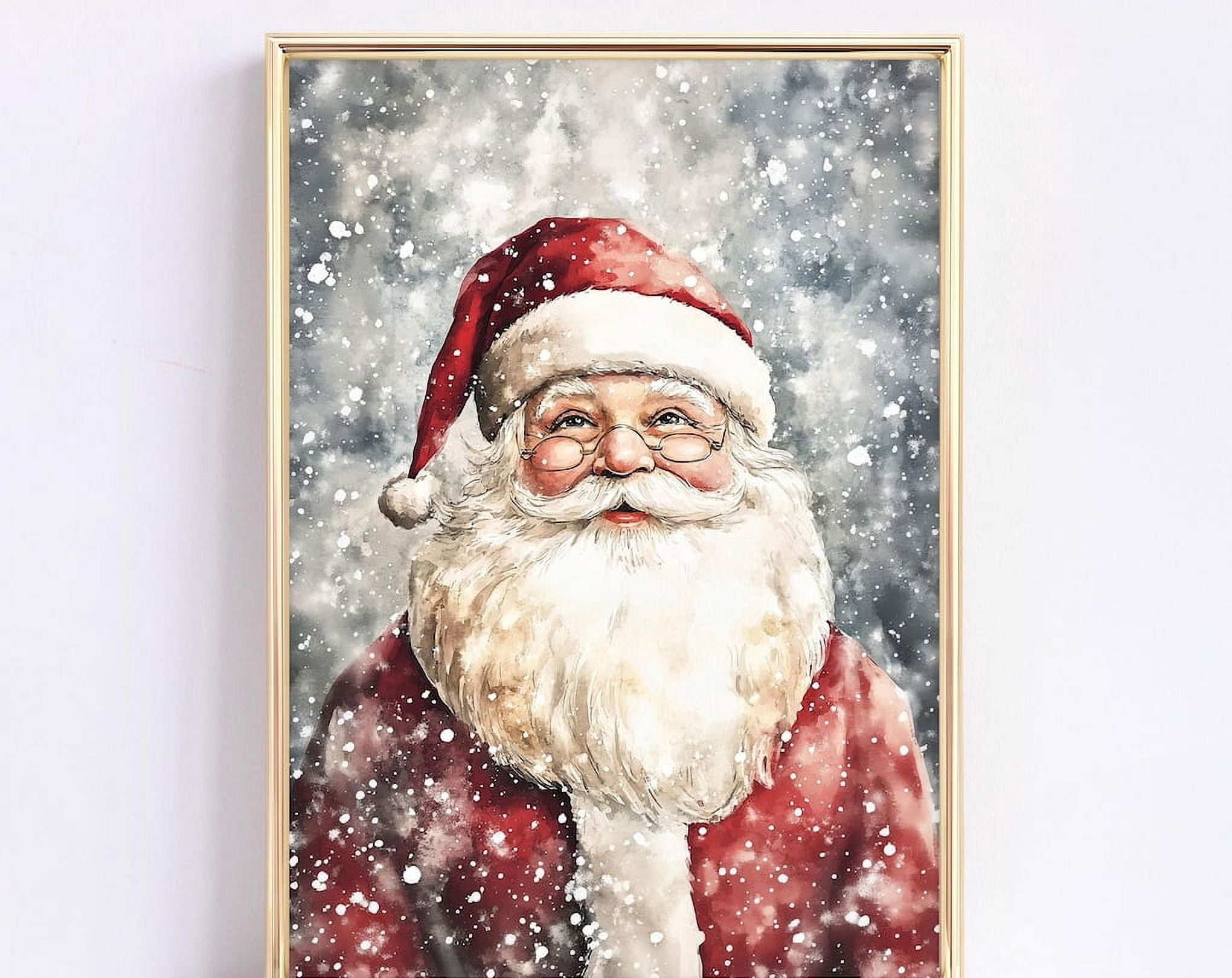 Kna Prints - 1 Pc Poster Santa Claus Print Rustic Watercolor Christmas ...