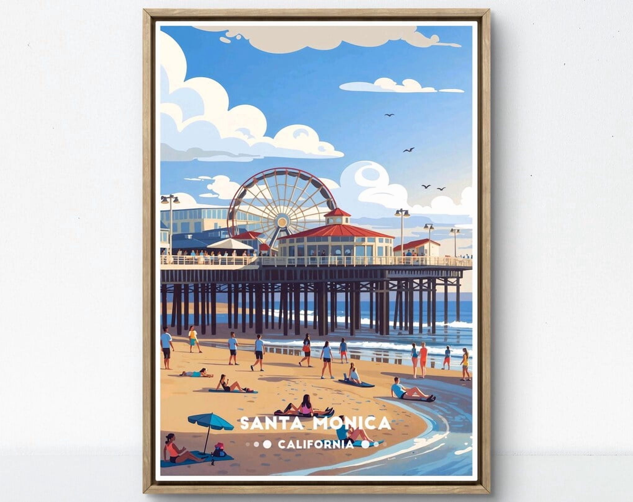 Kna Prints - 1 Pc Poster Santa Monica , Beach Day Print, California ...