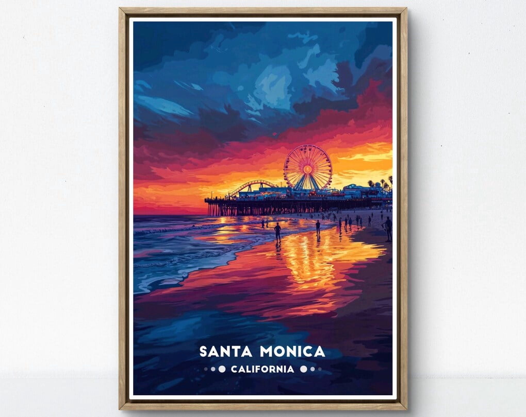 Kna Prints - 1 Pc Poster Santa Monica , Sset Pier Art, California Coast ...