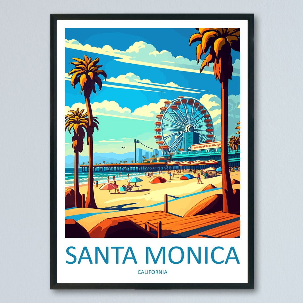 Kna Prints - 1 Pc Poster Santa Monica Travel Wall Art Santa Monica Wall ...