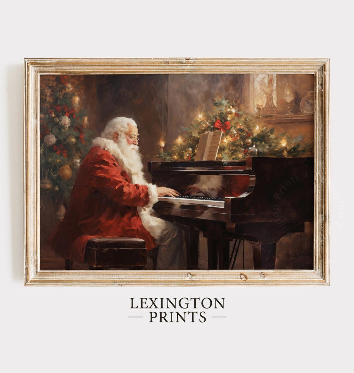 Kna Prints - 1 Pc Poster Santa Santa Playing Piano Wall Art Santa ...