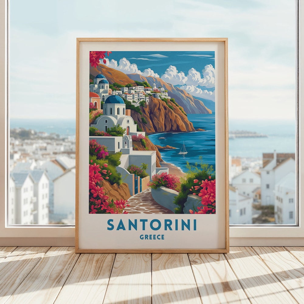 Kna Prints - 1 Pc Poster Santorini Travel Poster, Greece Wall Art ...
