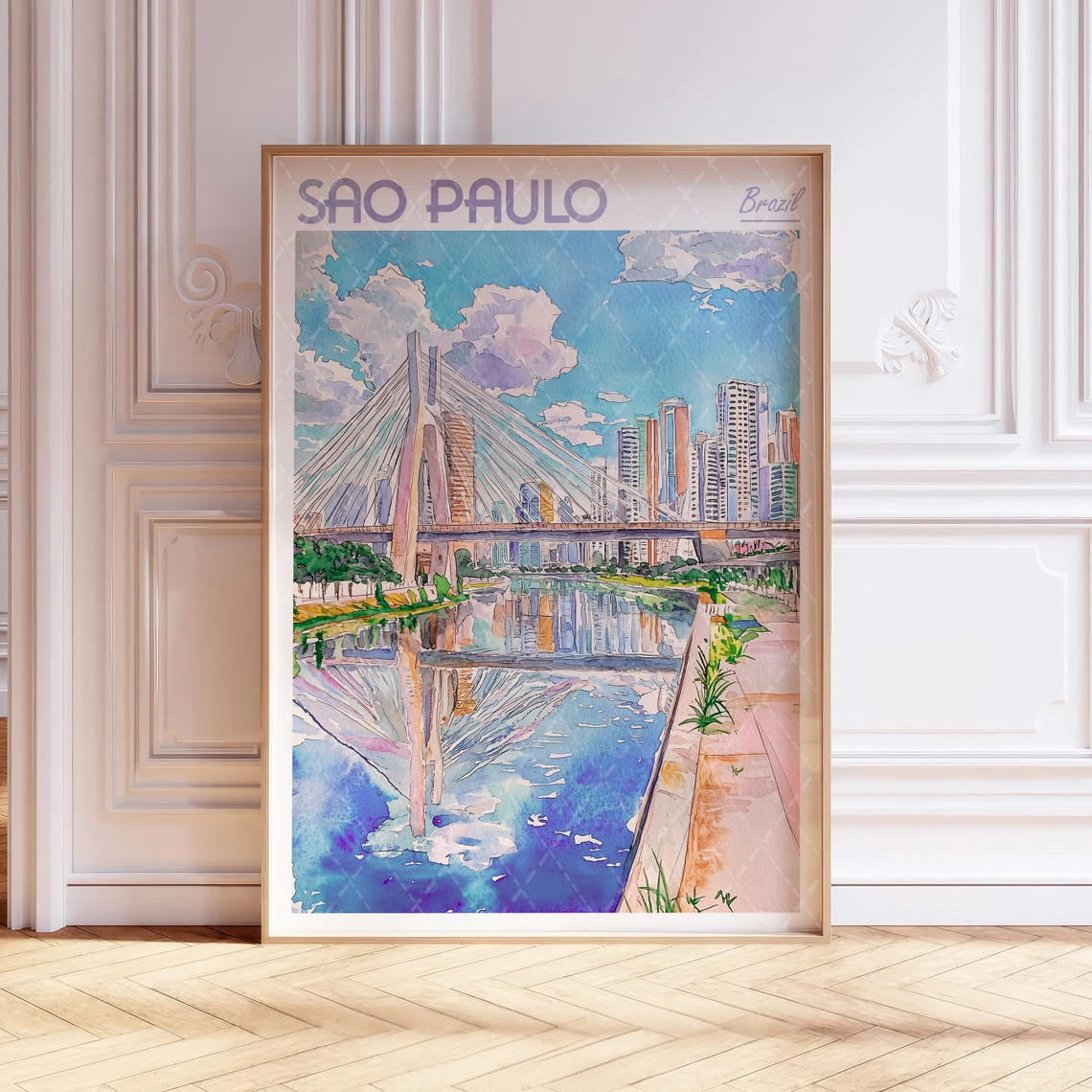 Kna Prints - 1 Pc Poster Sao Paulo Watercolor Sao Paulo Wall Art Brazil ...