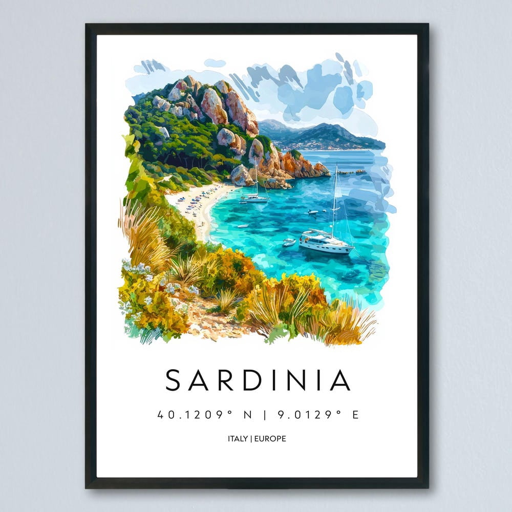 Kna Prints - 1 Pc Poster Sardinia Watercolor Poster Sardinia Italy ...