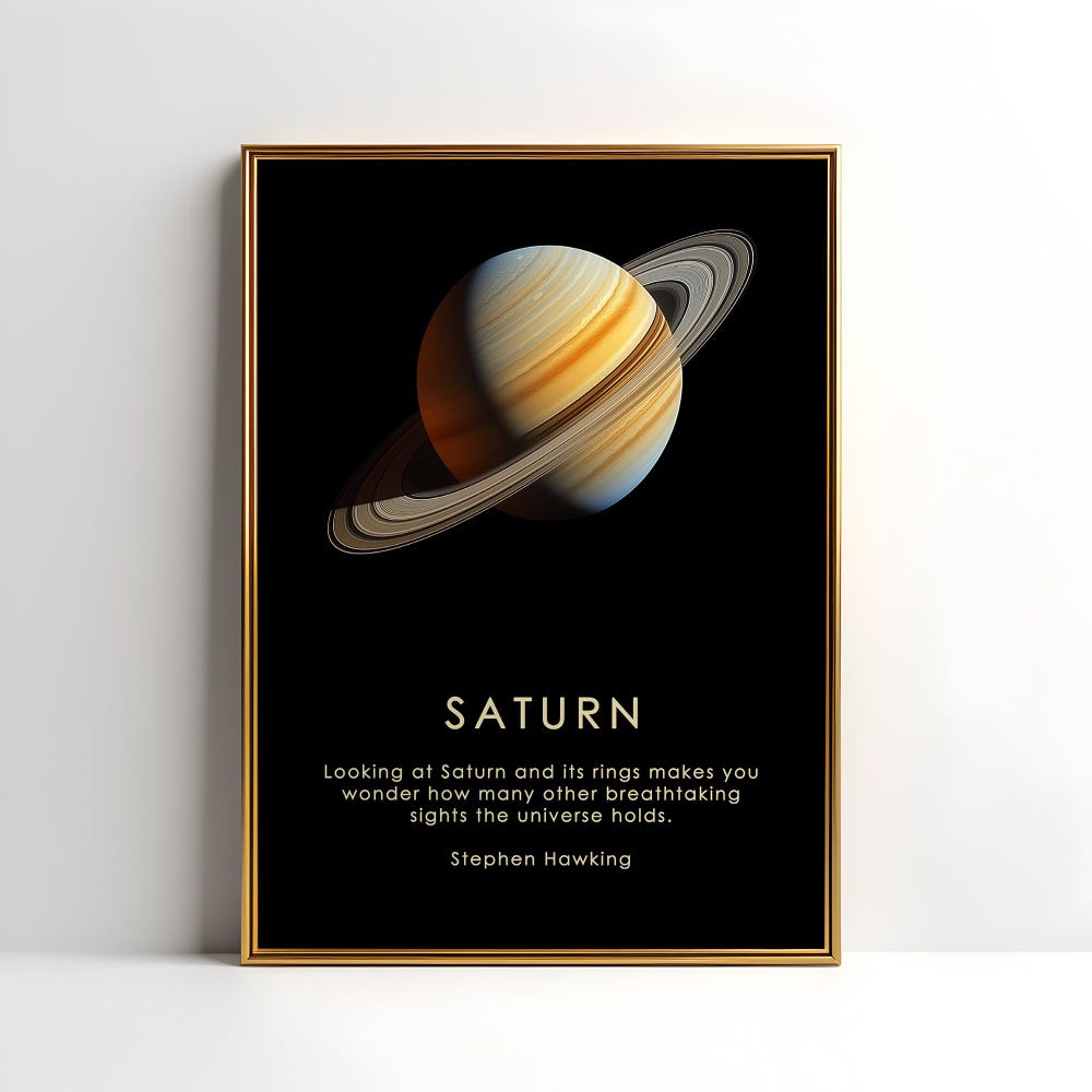 Kna Prints - 1 Pc Poster Saturn Poster, Space Travel , Quote Poster ...