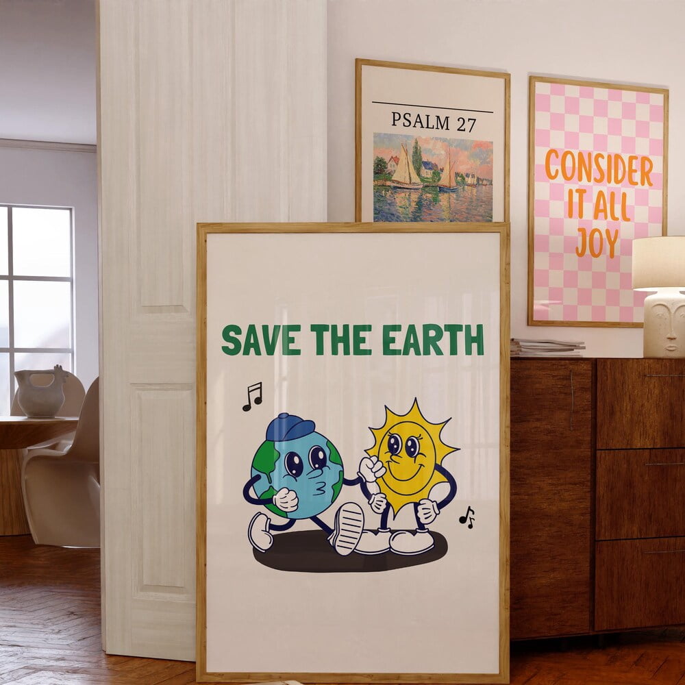Kna Prints - 1 Pc Poster Save The Earth Print, Save The Planet, Retro ...