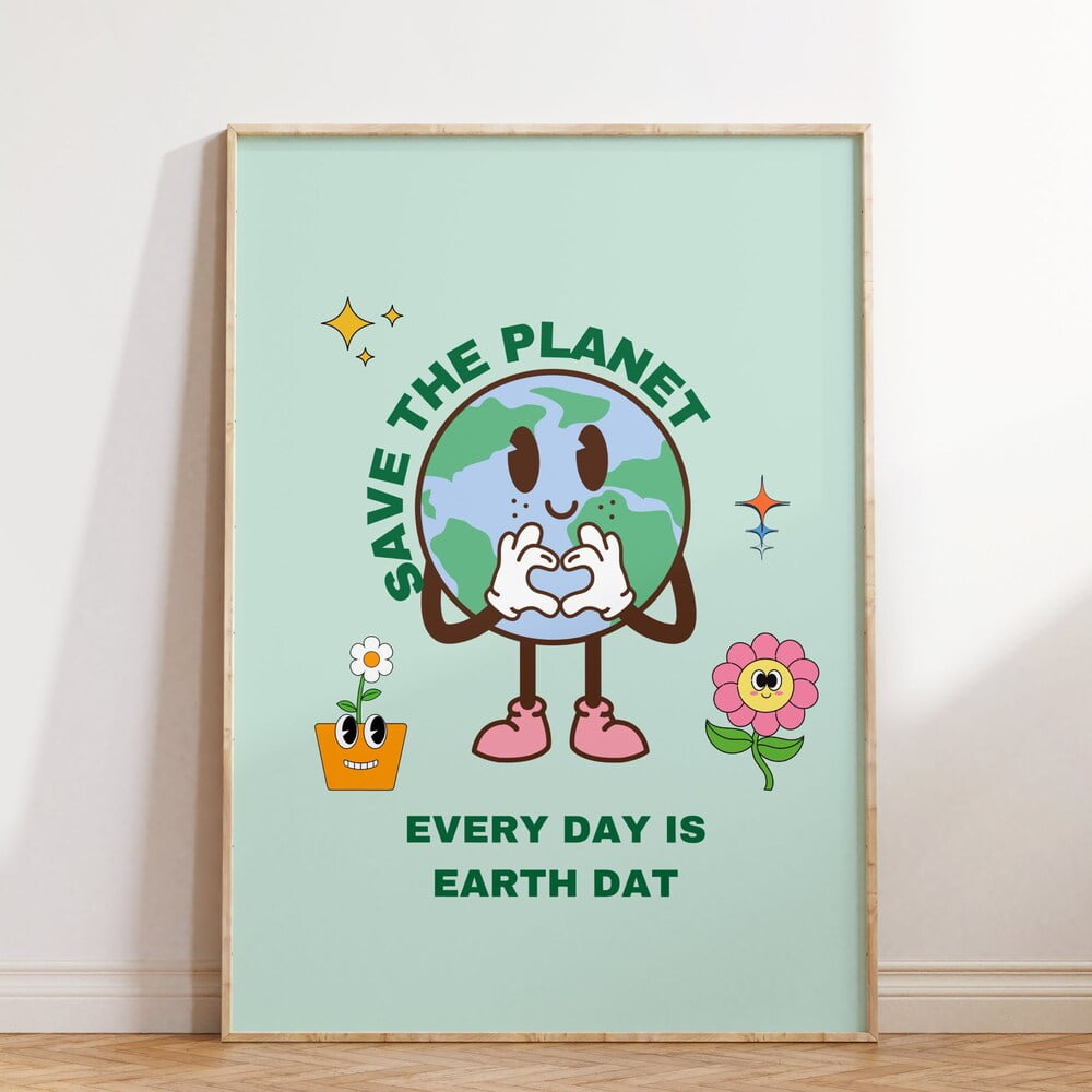 Kna Prints - 1 Pc Poster Save The Planet Poster, Retro Wall Art, Wall ...