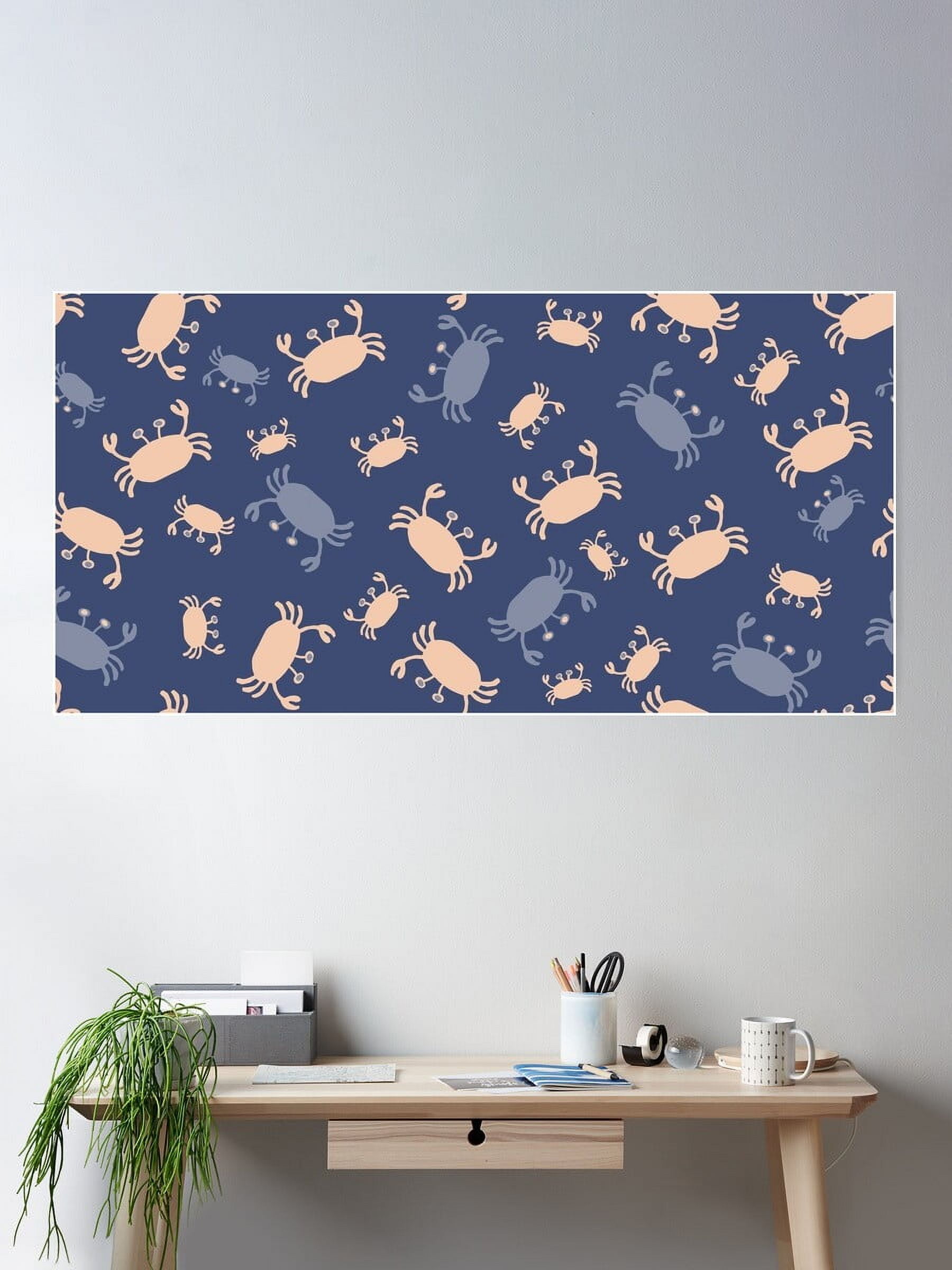 Kna Prints - 1 Pc Poster Scandi Style Sea Life Crabs In Denim Blues And ...