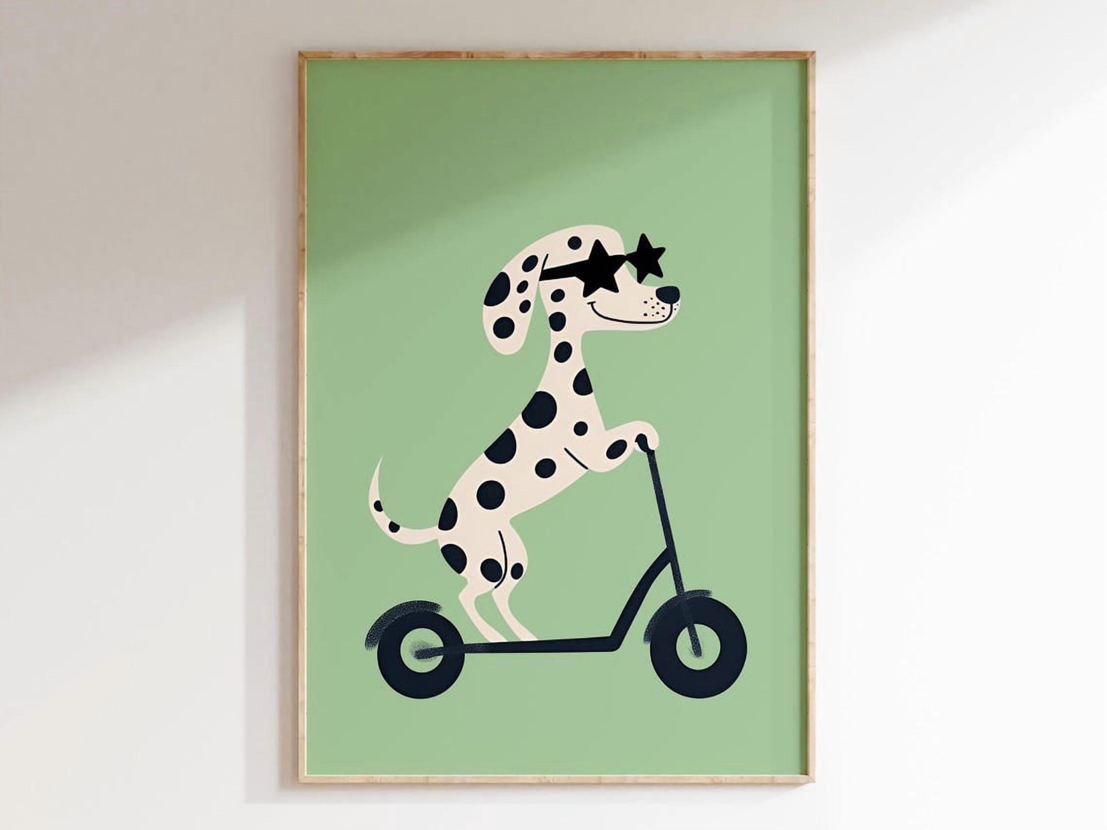 Kna Prints - 1 Pc Poster Scooter Dalmatian Wall Art Cool Dog Puppy ...