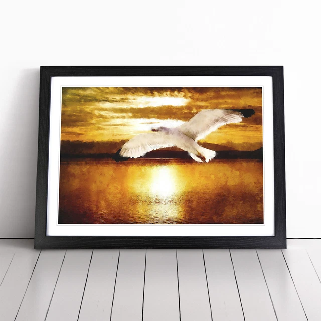 Kna Prints - 1 Pc Poster Seagull And Orange Sunset Vol.1 Wall Poster ...