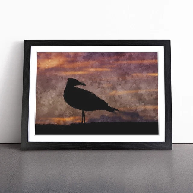Kna Prints - 1 Pc Poster Seagull And Purple Sunset Wall Poster Decor ...