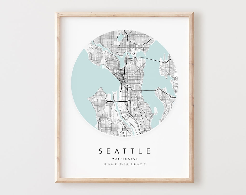 Kna Prints - 1 Pc Poster Seattle Map Print, Seattle Map City Wall Art ...