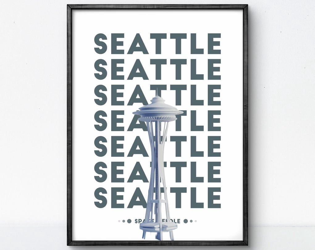 Kna Prints - 1 Pc Poster Seattle Space Needle Modern Minimalist Design ...