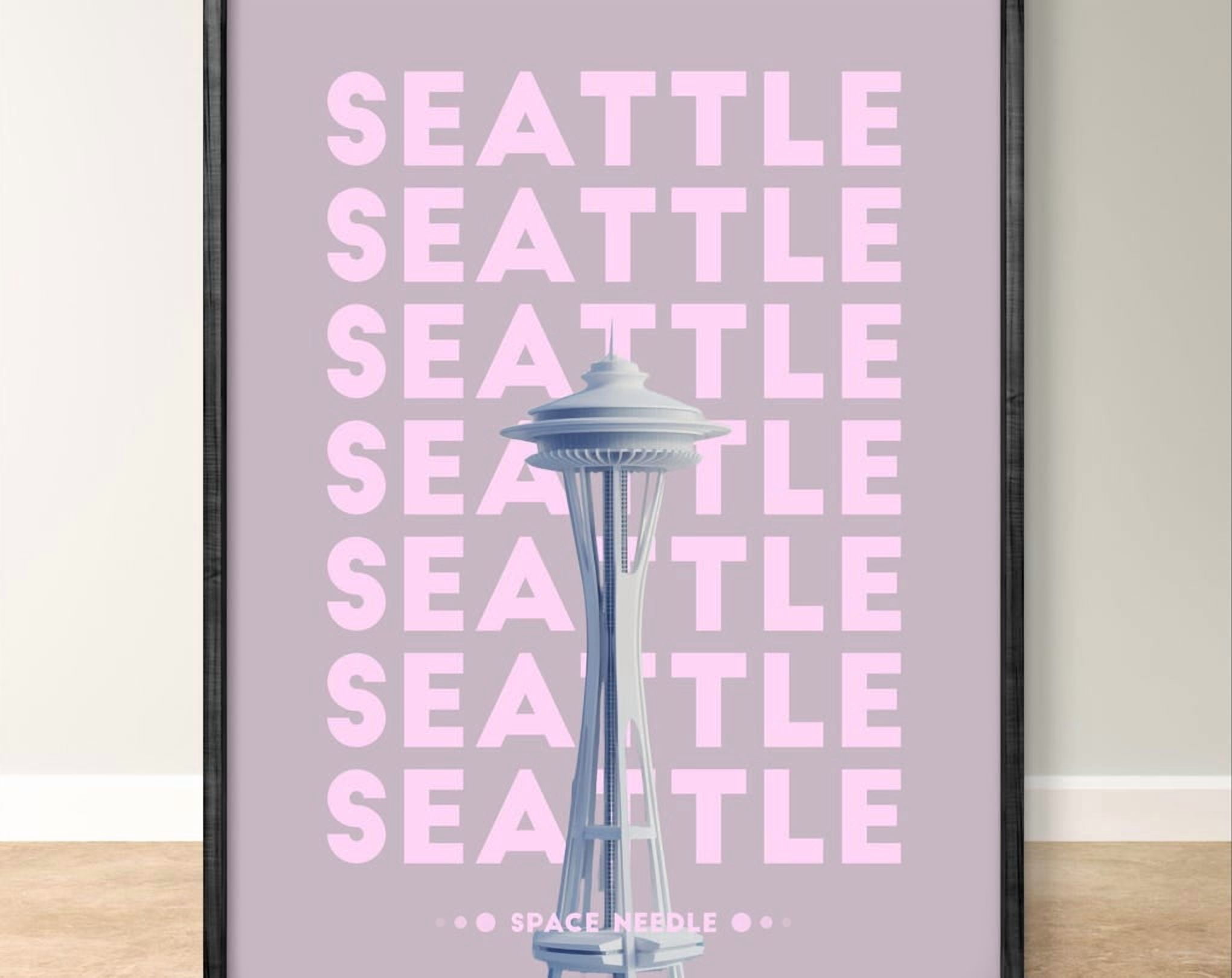 Kna Prints - 1 Pc Poster Seattle Space Needle , Pink And Gray Modern ...
