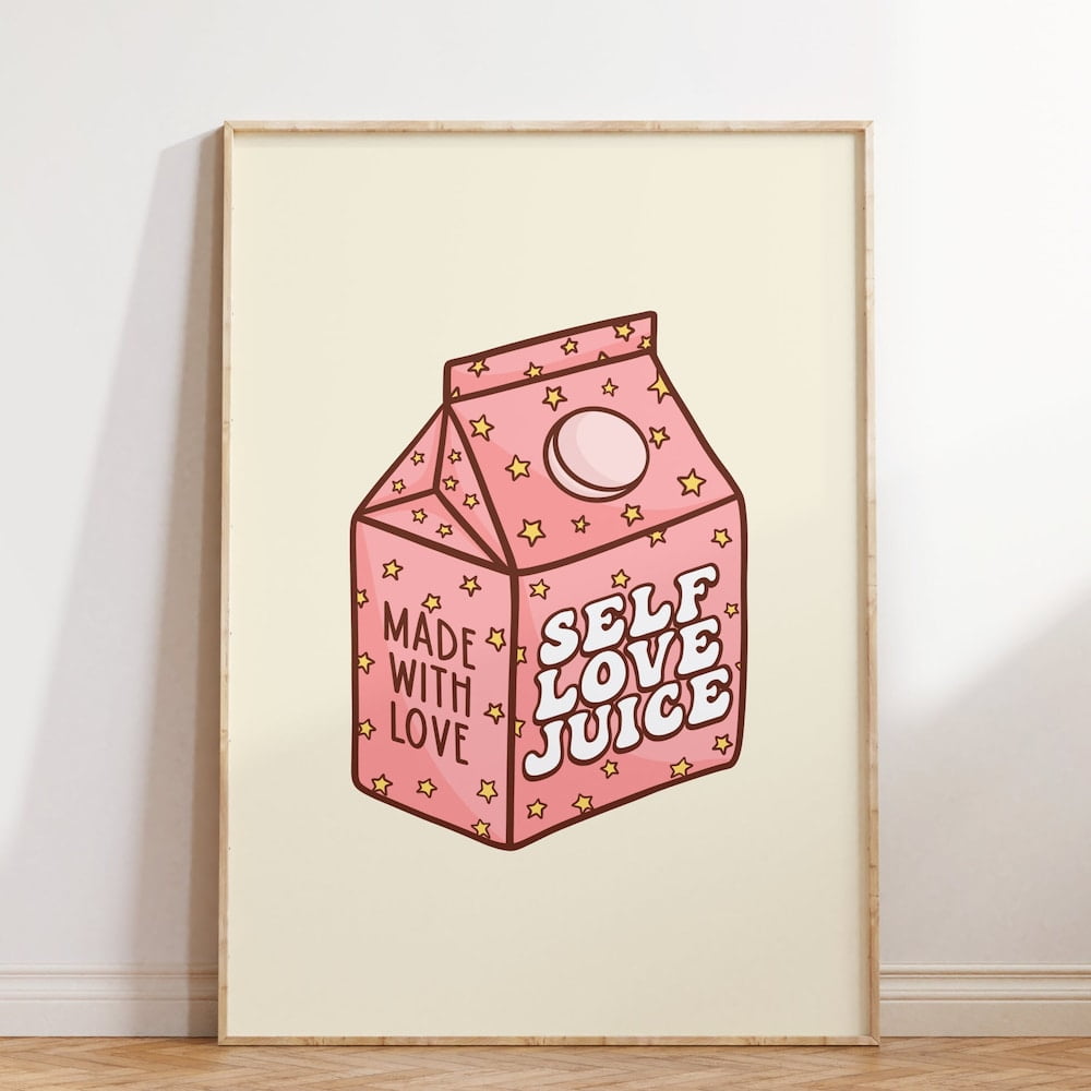 Kna Prints - 1 Pc Poster Self Love Juice Wall Print, Retro Quote Wall ...