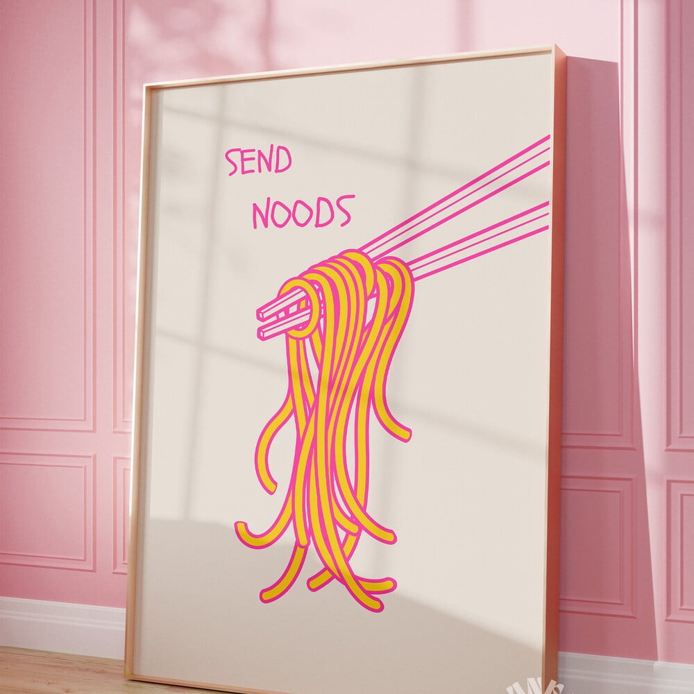 Kna Prints - 1 Pc Poster Send Noods Print, Pink Noodles Print ...