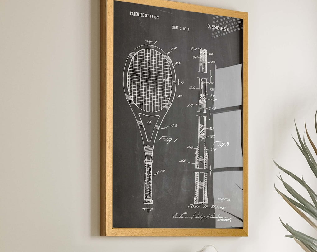 Kna Prints - 1 Pc Poster Serve Up Style: Tennis Racket Patent Perfect ...