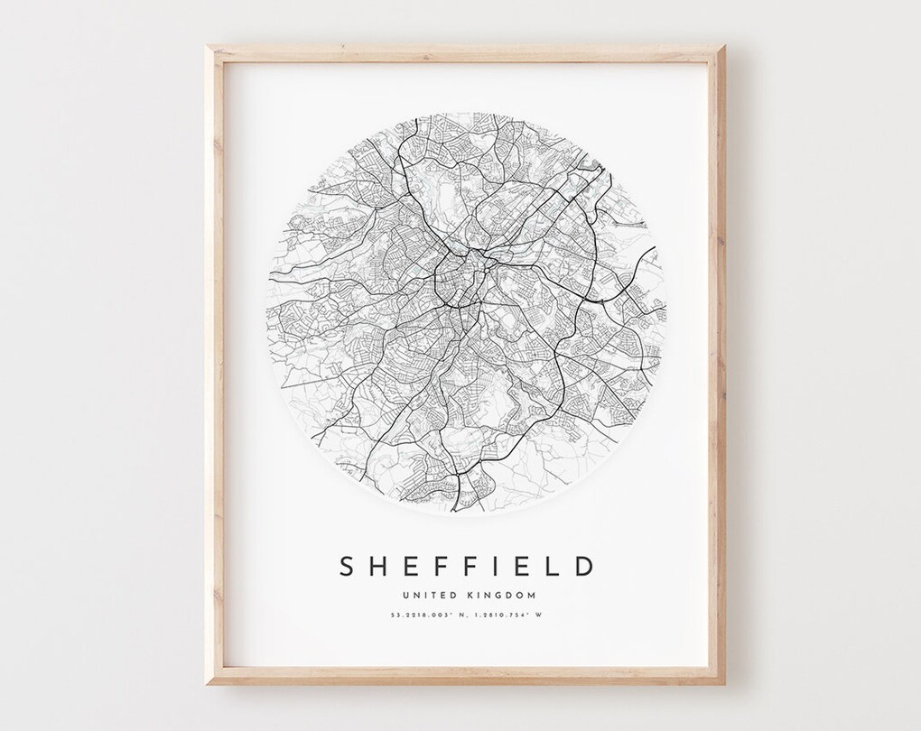 Kna Prints - 1 Pc Poster Sheffield Map Print, Sheffield Map City Wall ...