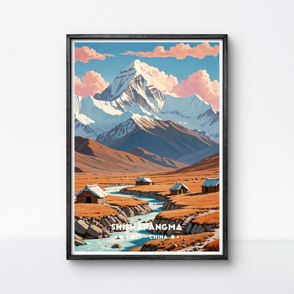 Kna Prints - 1 Pc Poster Shishapangma Vintage Poster, Tibet Travel Art ...