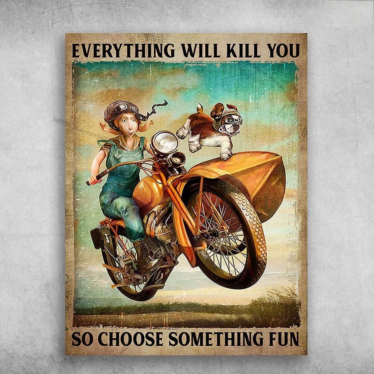 Kna Prints - 1 Pc Poster Sidecar Driving, Hang Out With Dog ...