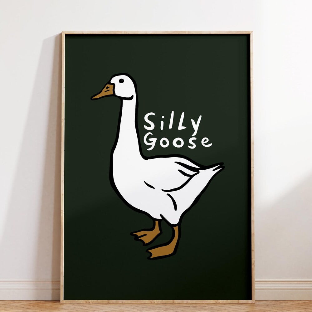 Kna Prints - 1 Pc Poster Silly Goose Wall Art, Cute Goose Poster, Dark ...