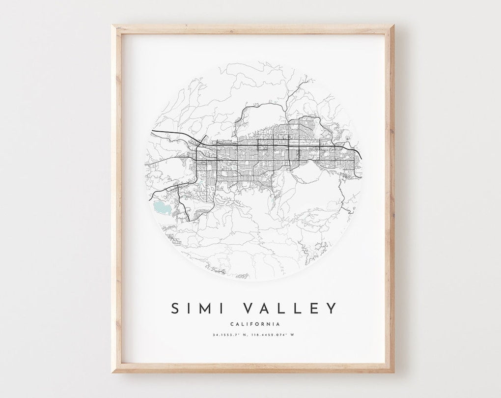 Kna Prints - 1 Pc Poster Simi Valley Map Print, Simi Valley Map City ...