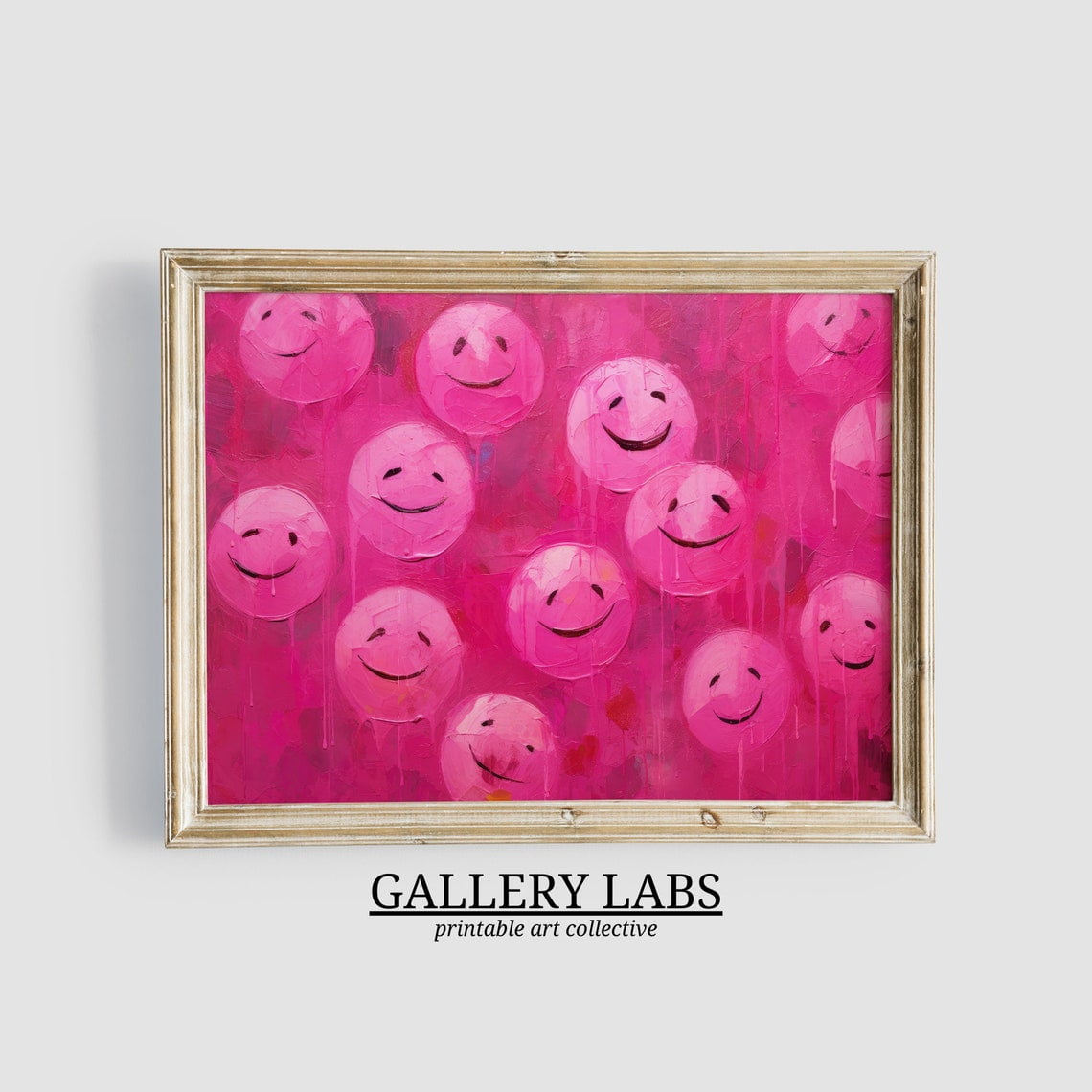 Kna Prints - 1 Pc Poster Smiley Face Print Able Pink Aesthetics Wall ...