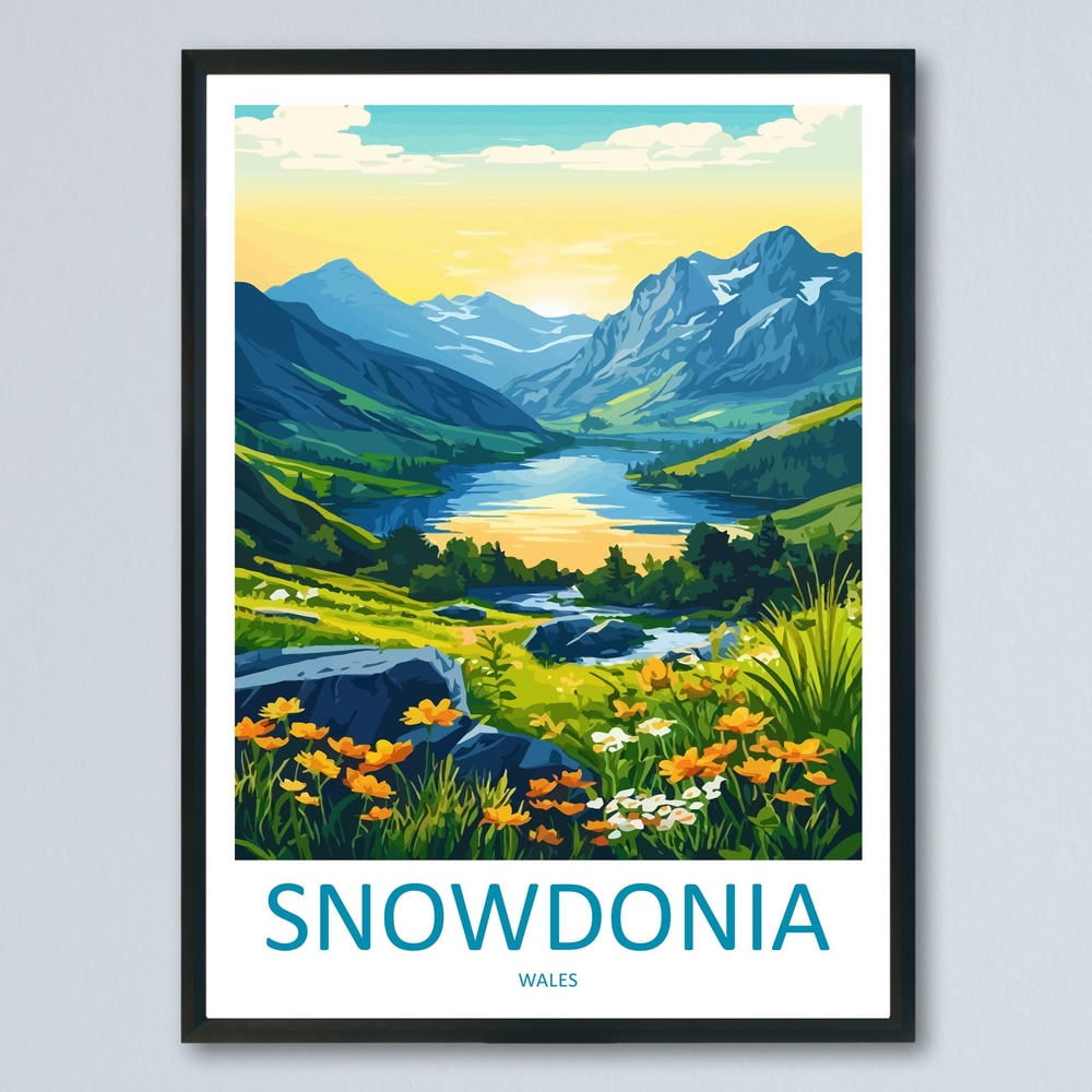 Kna Prints - 1 Pc Poster Snowdonia Cartoon Travel Poster Wales Wall Art ...