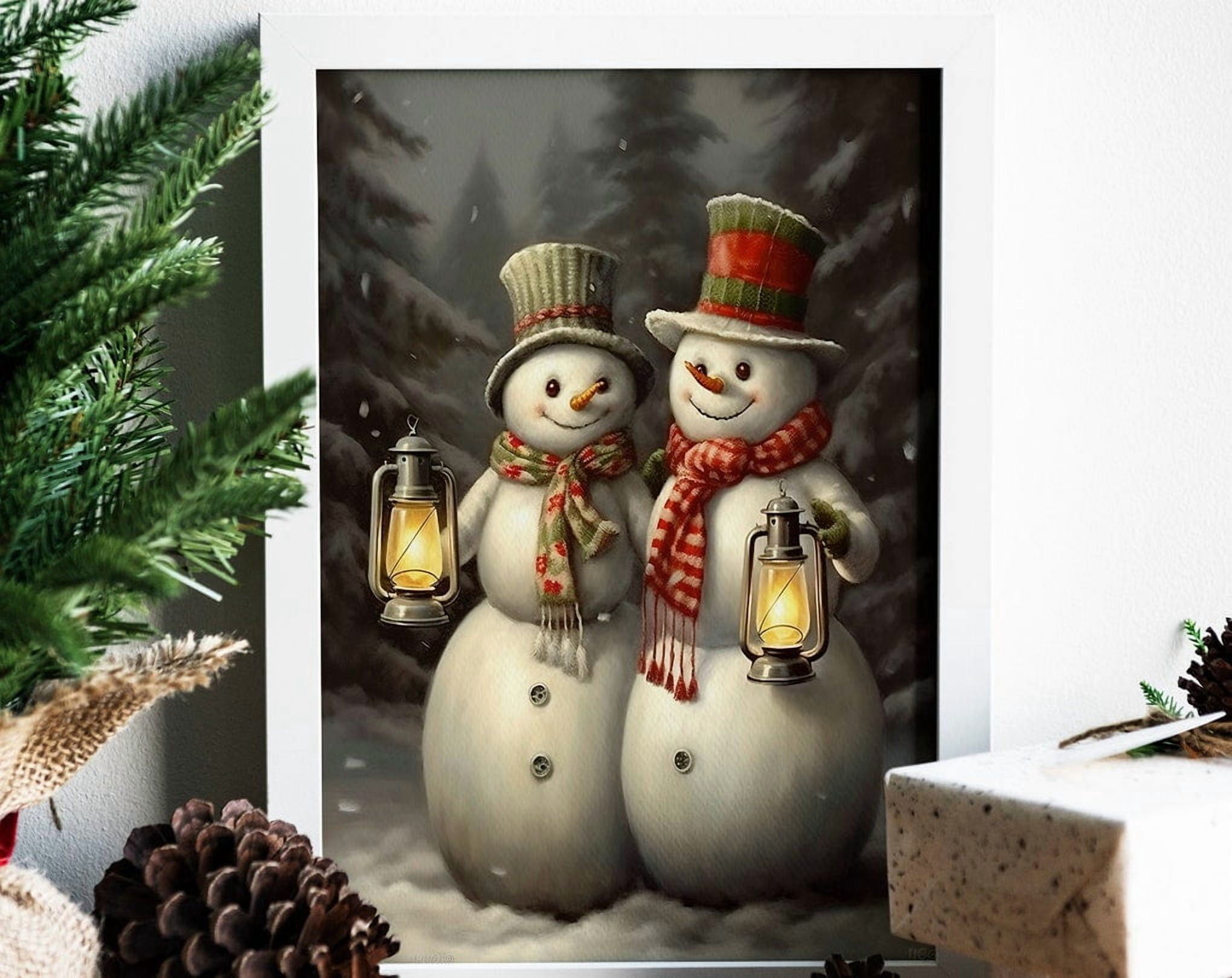 Kna Prints - 1 Pc Poster Snowmen Couple Illustration Art Print ...